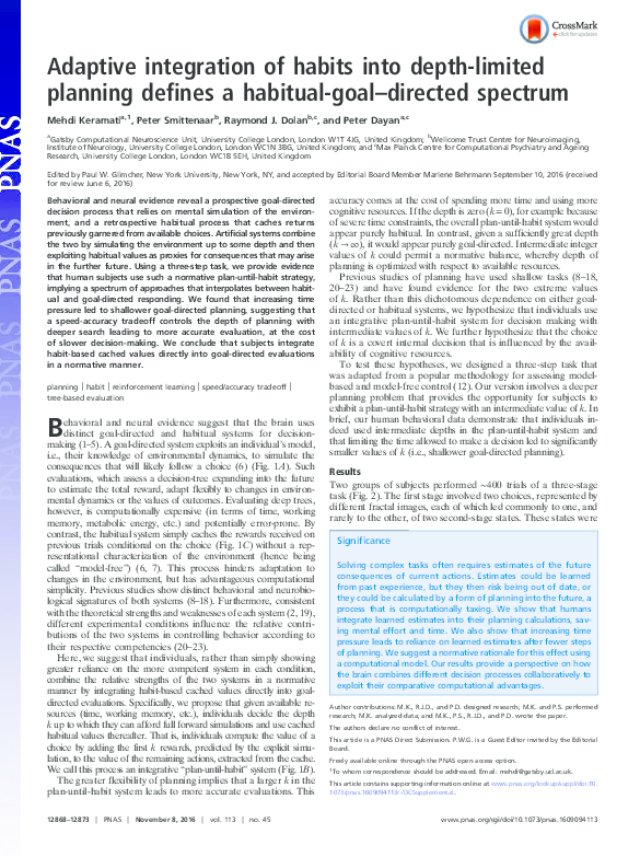 (PDF) Adaptive integration of habits into depth-limited planning ...