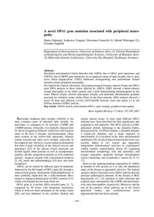 (PDF) A novel OPA1 gene mutation associated with peripheral neuro- pathy