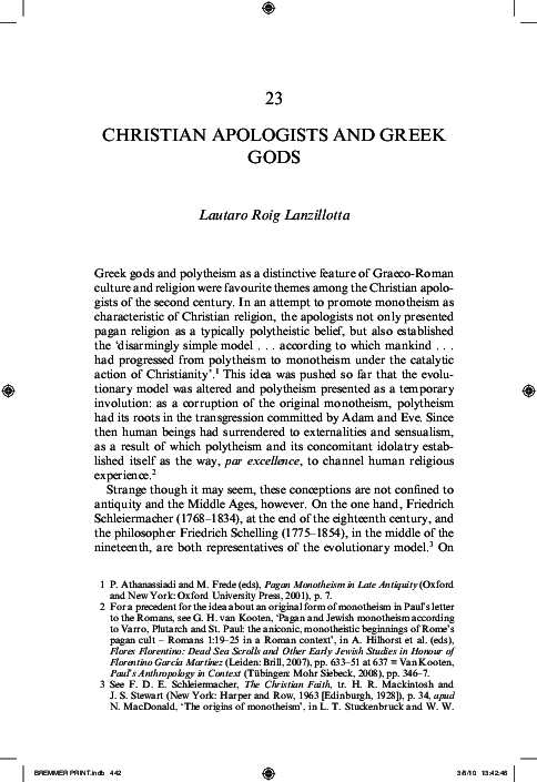 (PDF) Christian Apologists and Greek Gods