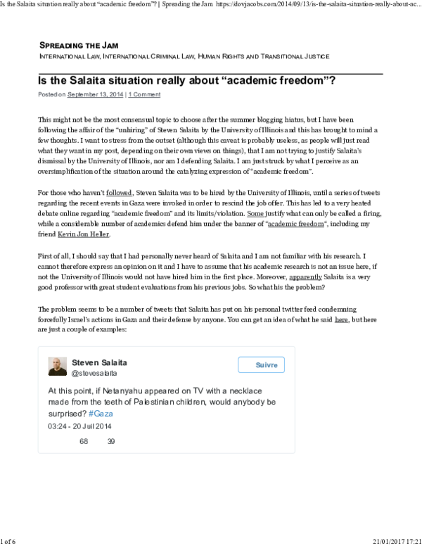 (PDF) Response to Dov Jacobs re Salaita, Academic Freedom, Motherfucker