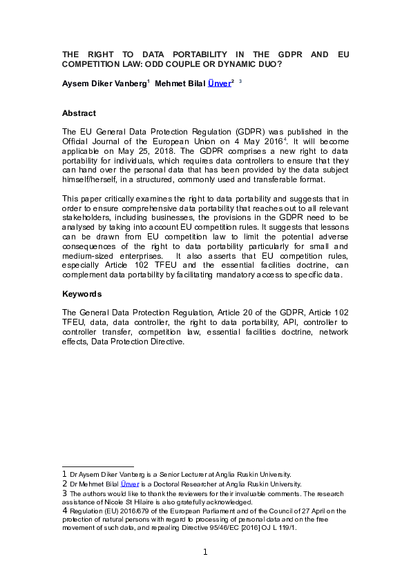(DOC) The right to data portability in the GDPR and EU Com