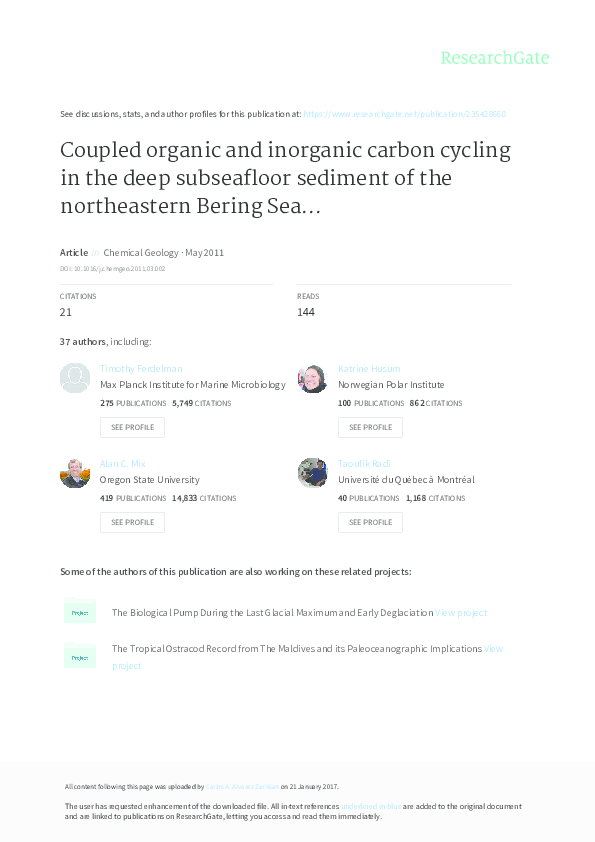 (PDF) Coupled organic and inorganic carbon cycling in the deep ...
