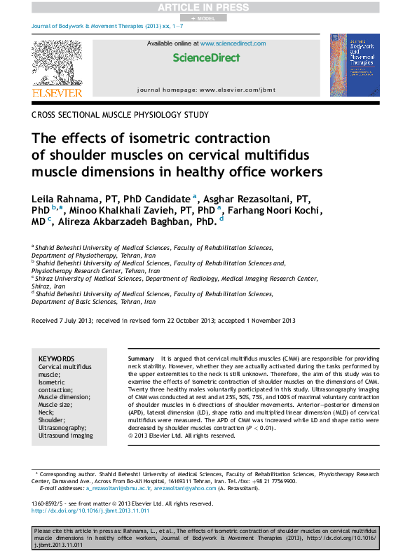 (PDF) The effects of isometric contraction of shoulder muscles on ...