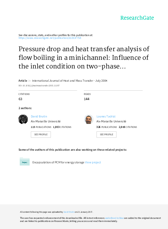 (PDF) Pressure drop and heat transfer analysis of flow boiling in a ...