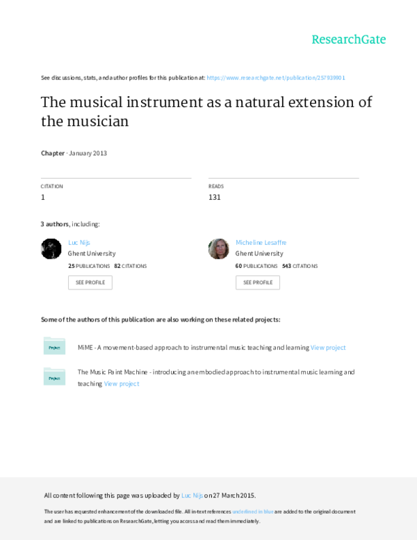 (PDF) The musical instrument as a natural extension of the musician