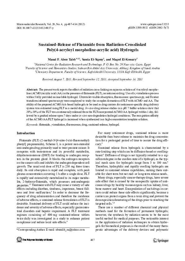 (PDF) Sustained-release of flutamide from radiation-crosslinked poly(4 ...
