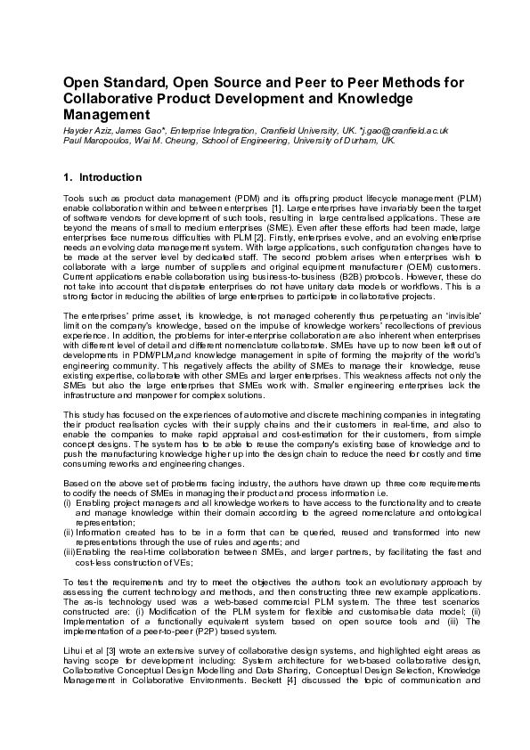 (PDF) Open Standard, Open Source and Peer to Peer Methods for ...