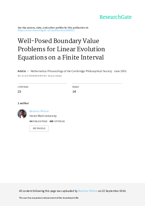 (PDF) Well-Posed Boundary Value Problems for Linear Evolution Equations on a Finite Interval