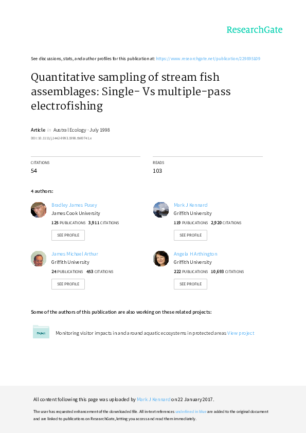 (PDF) Quantitative Sampling of Stream Fish Assemblages: Single-Vs ...
