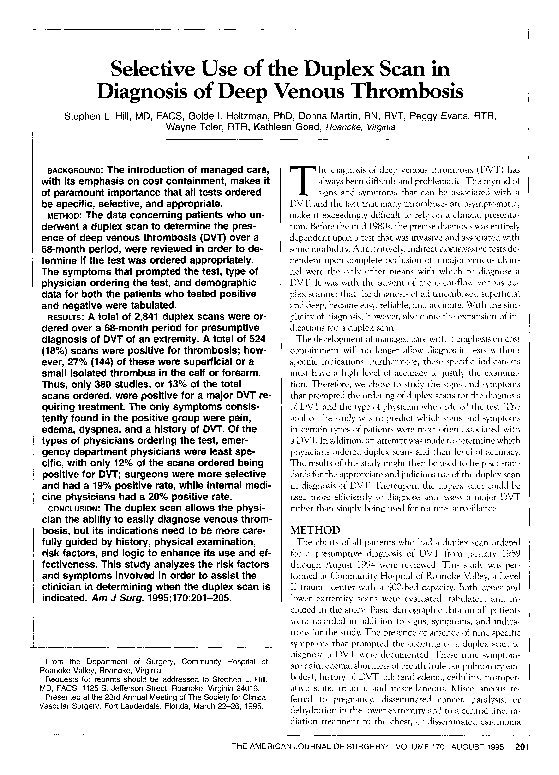 (PDF) Selective use of the duplex scan in diagnosis of deep venous ...