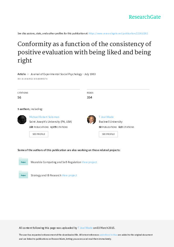 (PDF) Conformity As a Function of the Consistency of Positive Self ...