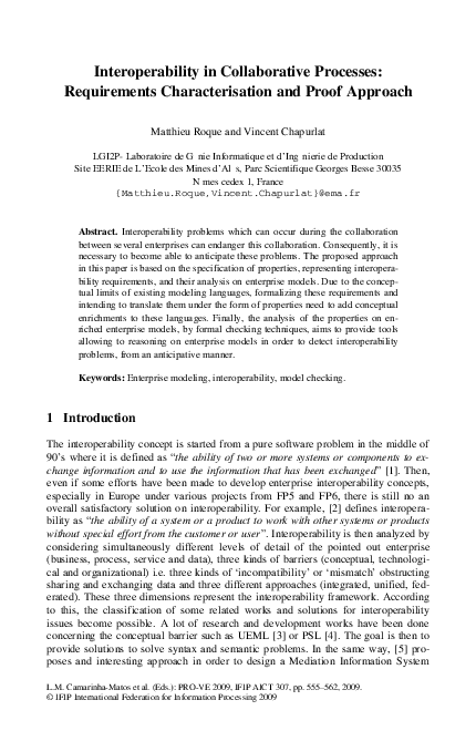 (PDF) Interoperability In Collaborative Processes: Requirements Characterisation and Proof Approach