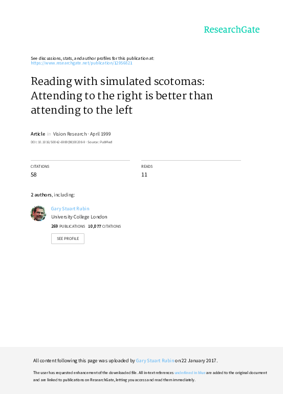 (PDF) Reading With Simulated Scotomas: Attending to the Right is Better ...