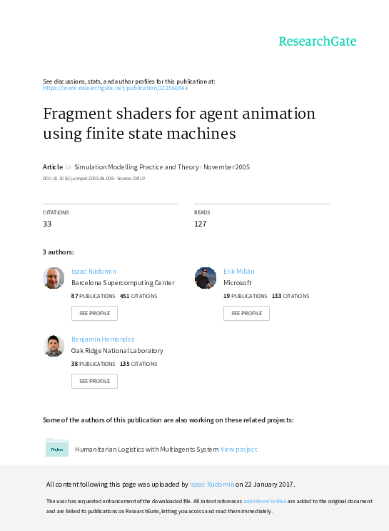 (PDF) Fragment Shaders for Agent Animation Using Finite State Machines. Simulation Modelling ...