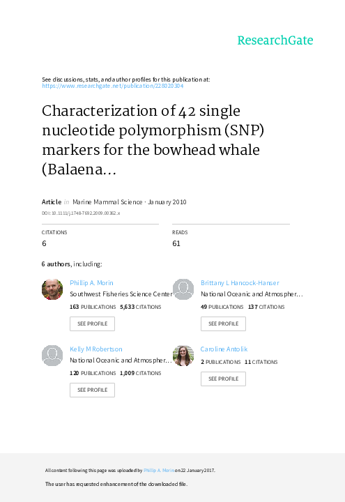 (PDF) Characterization of 42 Single Nucleotide Polymorphism (SNP ...