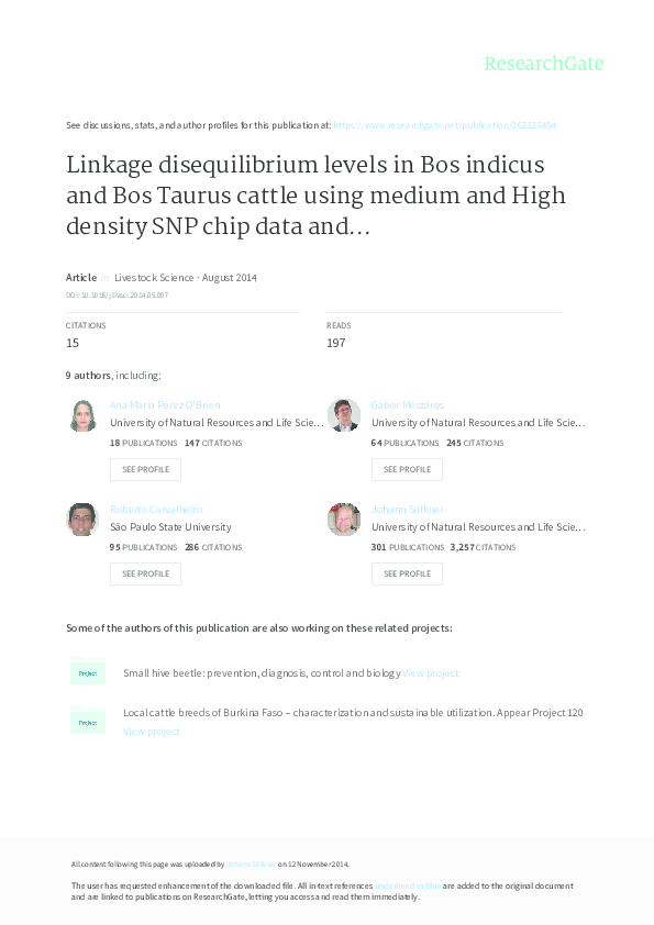 Pdf Linkage Disequilibrium Levels In Bos Indicus And Bos Taurus