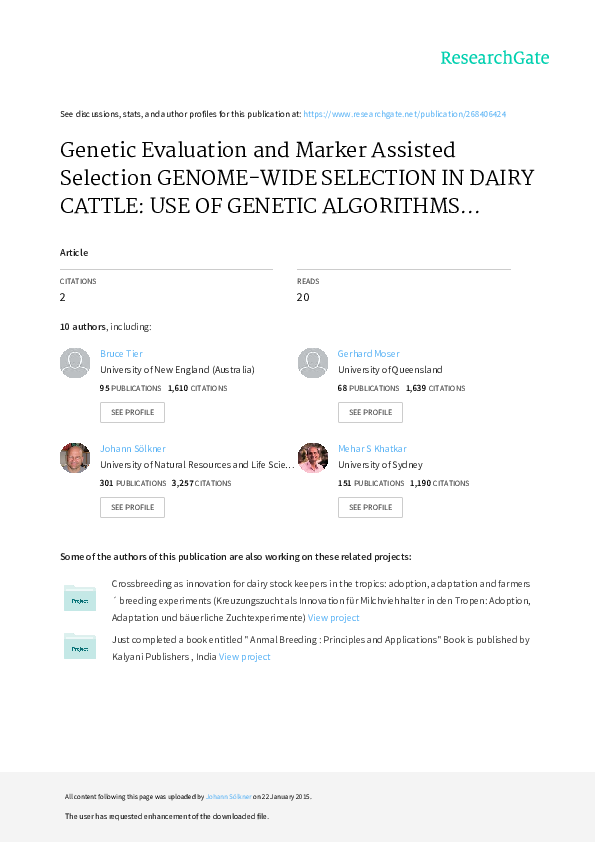 Pdf Genetic Evaluation And Marker Assisted Selection Genome Wide