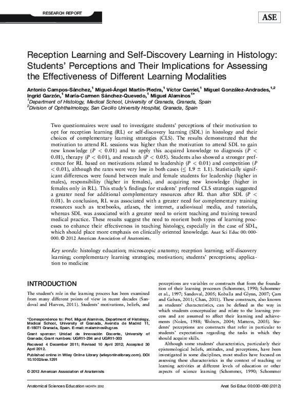 (PDF) Reception learning and self-discovery learning in histology ...