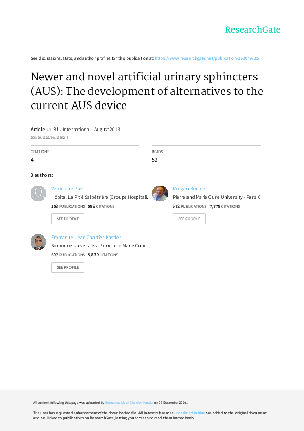 (PDF) Newer and novel artificial urinary sphincters (AUS): The ...