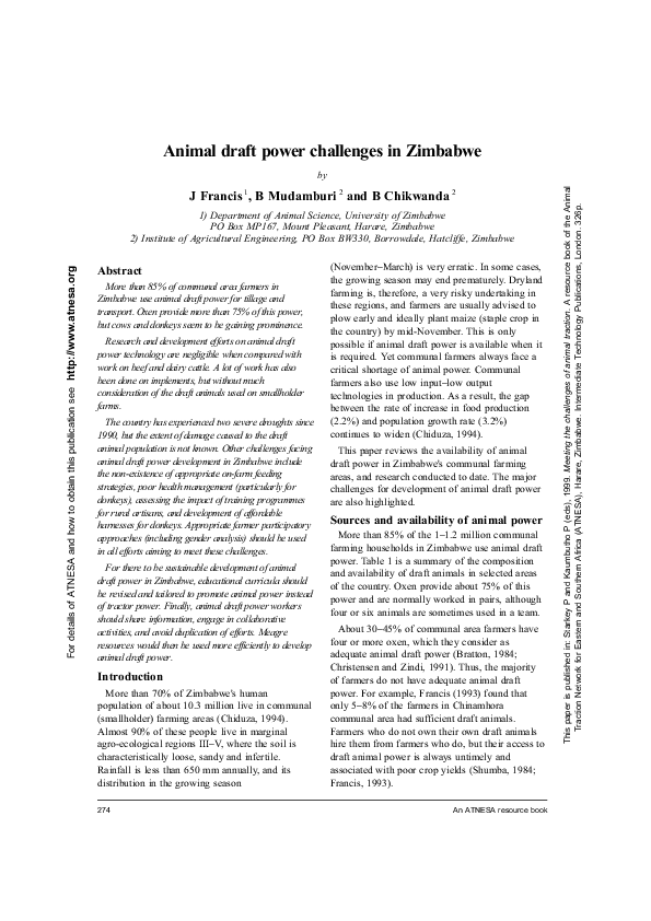 (PDF) Animal Draft Power Challenges-francis-zimbabwe.pdf