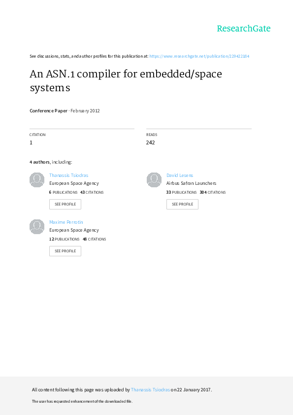 (PDF) An ASN.1 compiler for embedded/space systems
