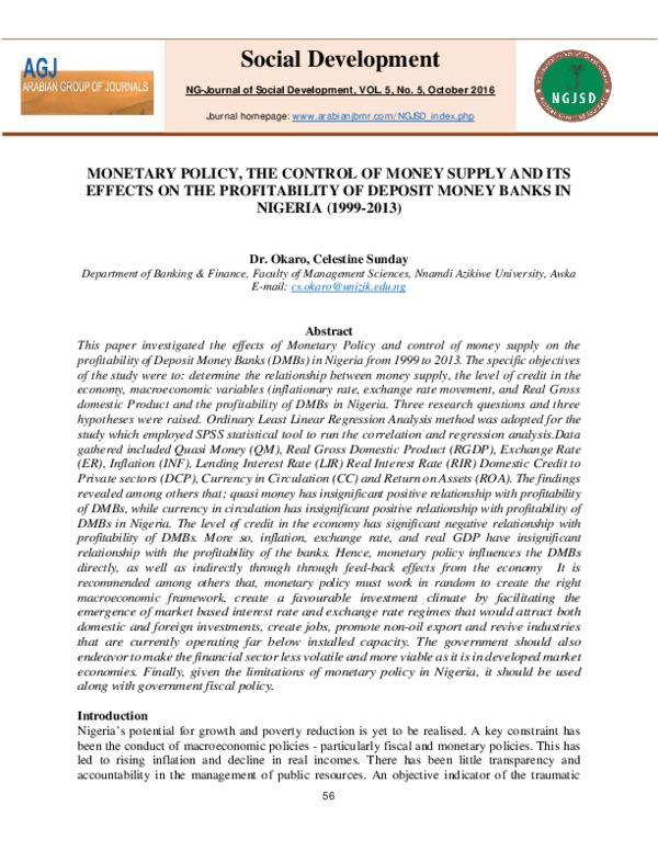 (DOC) THE IMPACT OF CBN MONETARY POLICY ON BANKING PERFORMANCE IN ...