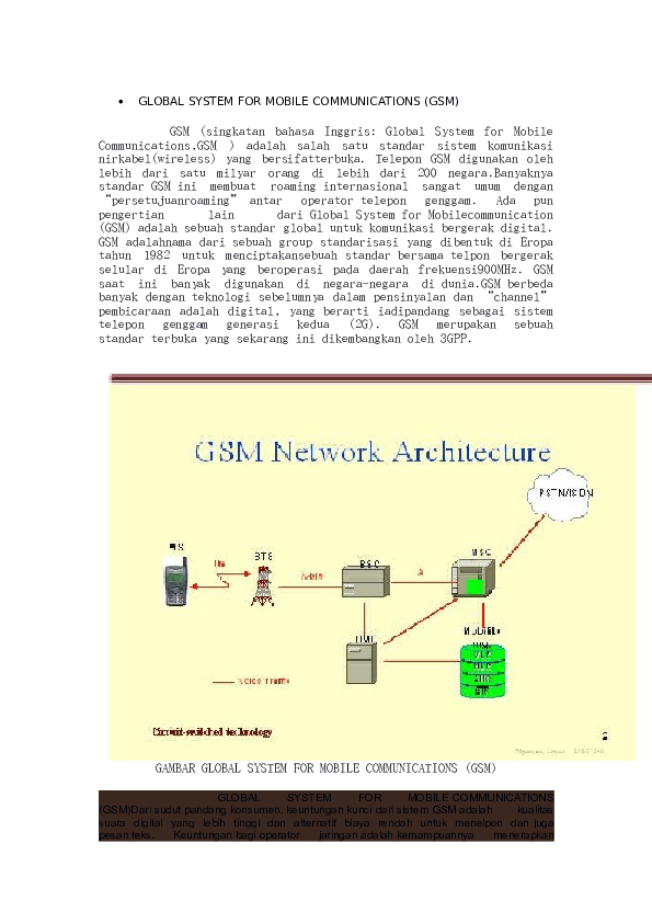 BULLET GLOBAL SYSTEM FOR MOBILE COMMUNICATIONS (GSM) GSM (singkatan ...