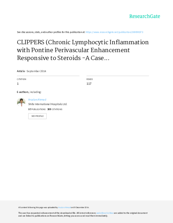 (PDF) CLIPPERS (Chronic Lymphocytic Inflammation with Pontine ...