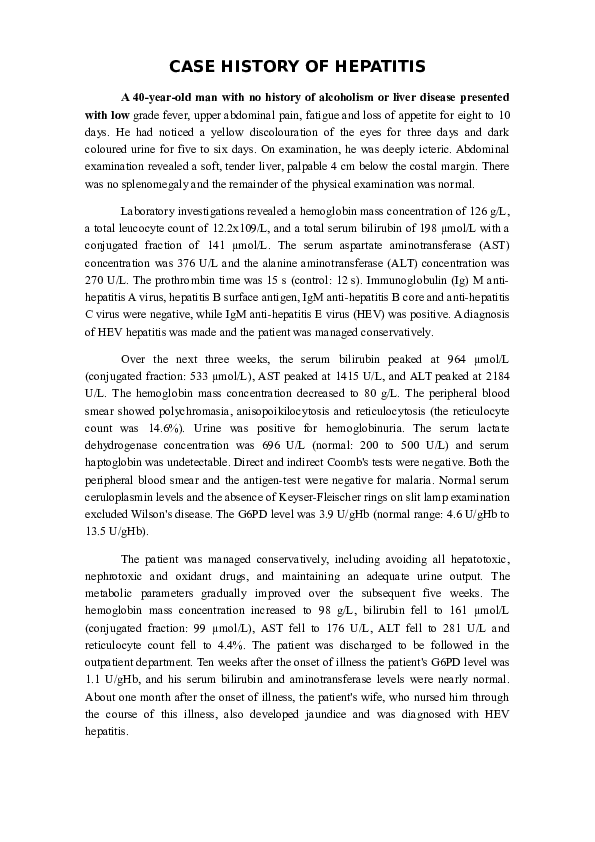 (DOC) CASE HISTORY OF HEPATITIS
