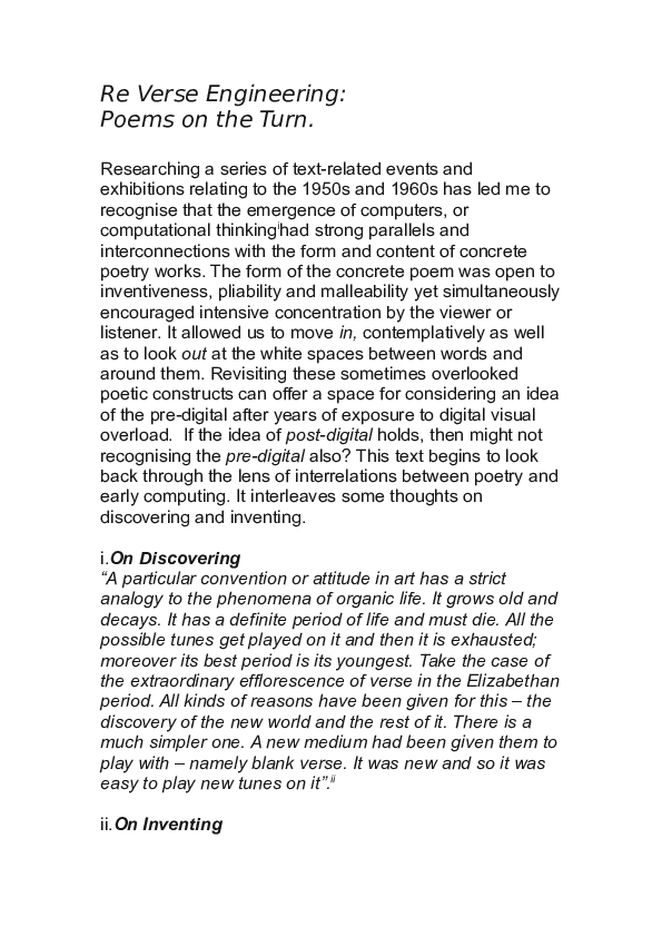 (DOC) Re Verse Engineering: Poems on the Turn