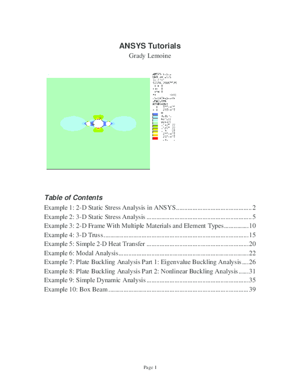 (PDF) ANSYS Tutorials