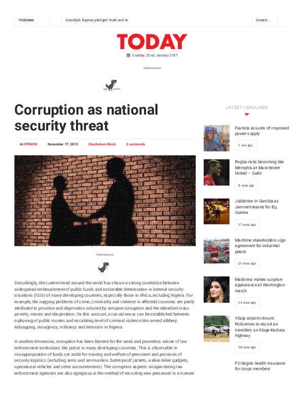 (PDF) Corruption as national security threat