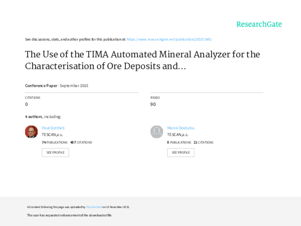 (PDF) The Use of the TIMA Automated Mineral Analyzer for the ...
