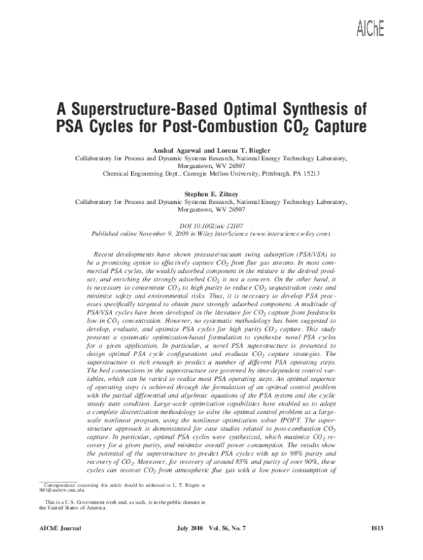 (PDF) A Superstructure-Based Optimal Synthesis of PSA Cycles for Post ...