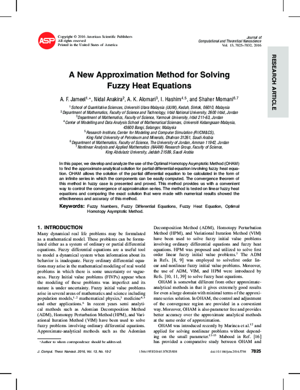 Pdf A New Approximation Method For Solving Fuzzy Heat Equations