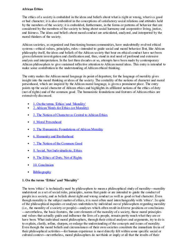 (DOC) African Ethics