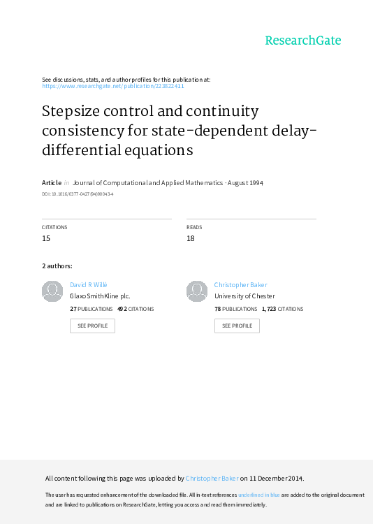 (PDF) Stepsize Control and Continuity Consistency for State-Dependent Delay-Differential Equations