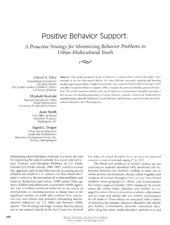 (PDF) Positive Behavior Support: A Proactive Strategy for Minimizing ...