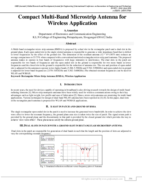 (PDF) Compact Multi-Band Microstrip Antenna for Wireless Application