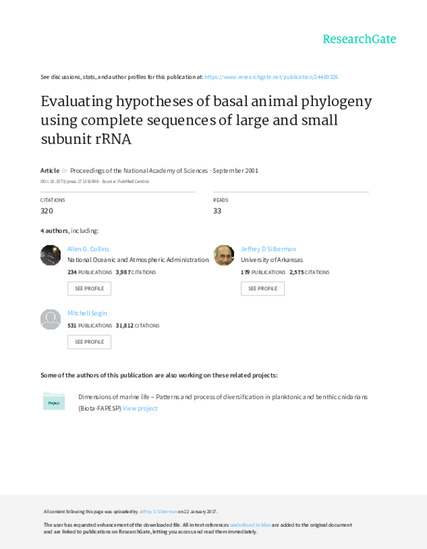 (PDF) Evaluating Hypotheses of Basal Animal Phylogeny Using Complete ...