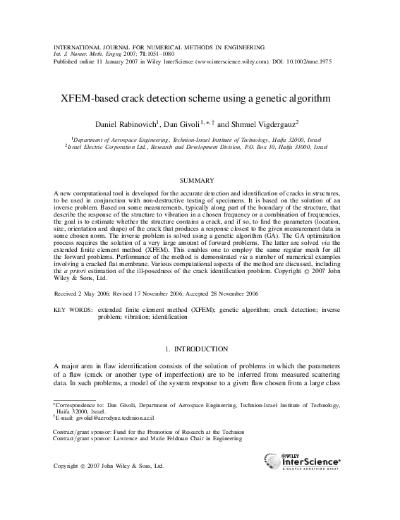 (PDF) XFEM-Based Crack Detection Scheme Using a Genetic Algorithm