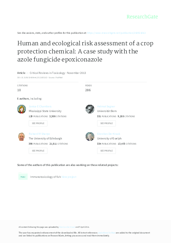 (PDF) Human and ecological risk assessment of a crop protection ...