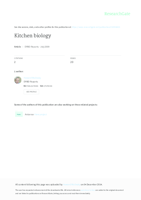 (PDF) Kitchen biology