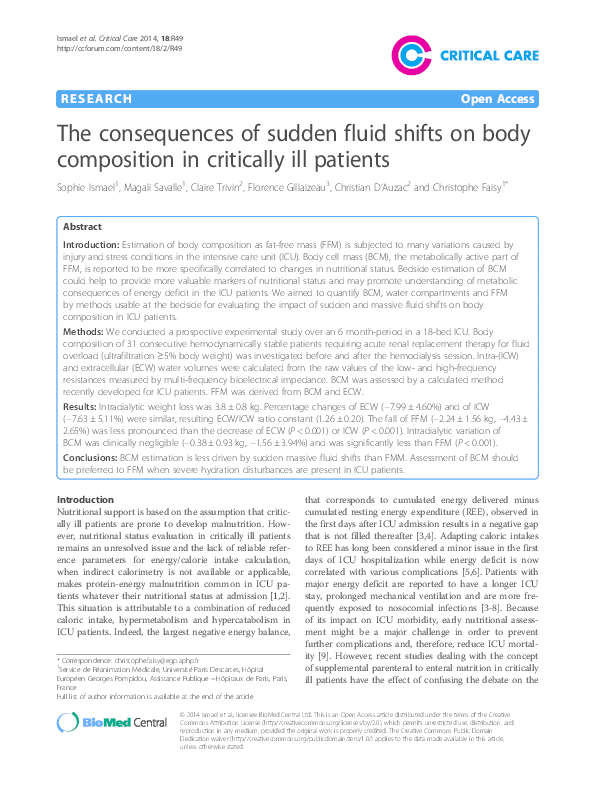 (PDF) The consequences of sudden fluid shifts on body composition in ...