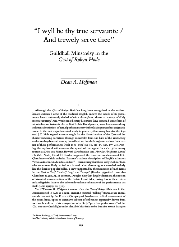 (PDF) “I wyll be thy true servaunte / And trewely serve thee ...