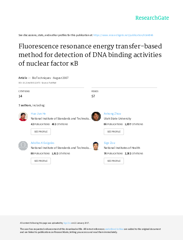 (PDF) A Fluorescence-Resonance-Energy-Transfer-Based Protease Activity Assay and Its Use to ...