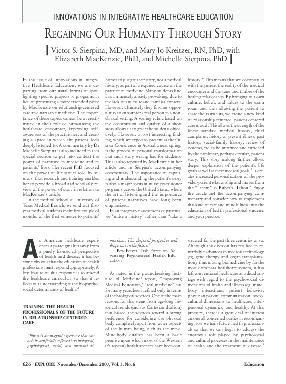 (PDF) Regaining Our Humanity Through Story