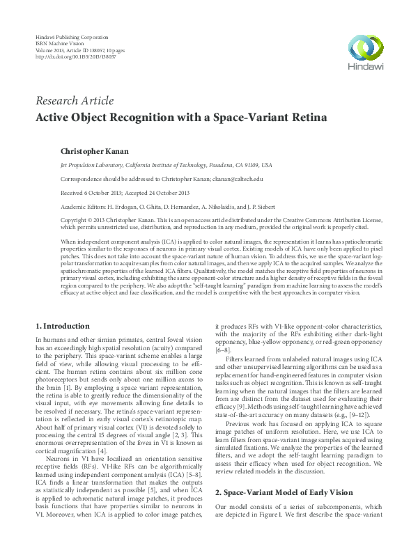 (PDF) Active Object Recognition with a Space-Variant Retina