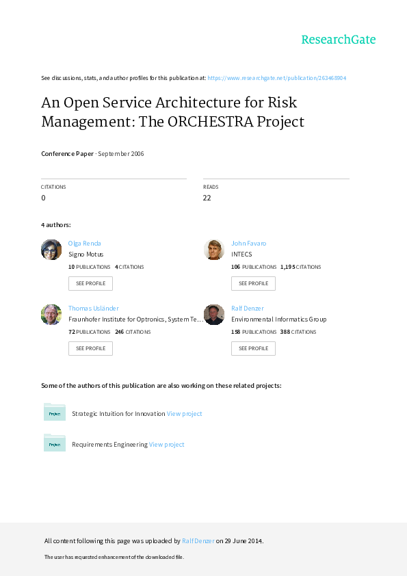 (PDF) An Open Service Architecture for Risk Management: The ORCHESTRA ...
