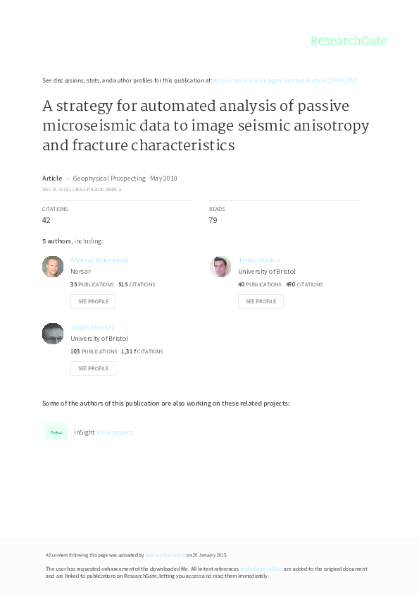 Pdf A Strategy For Automated Analysis Of Passive Microseismic Data To